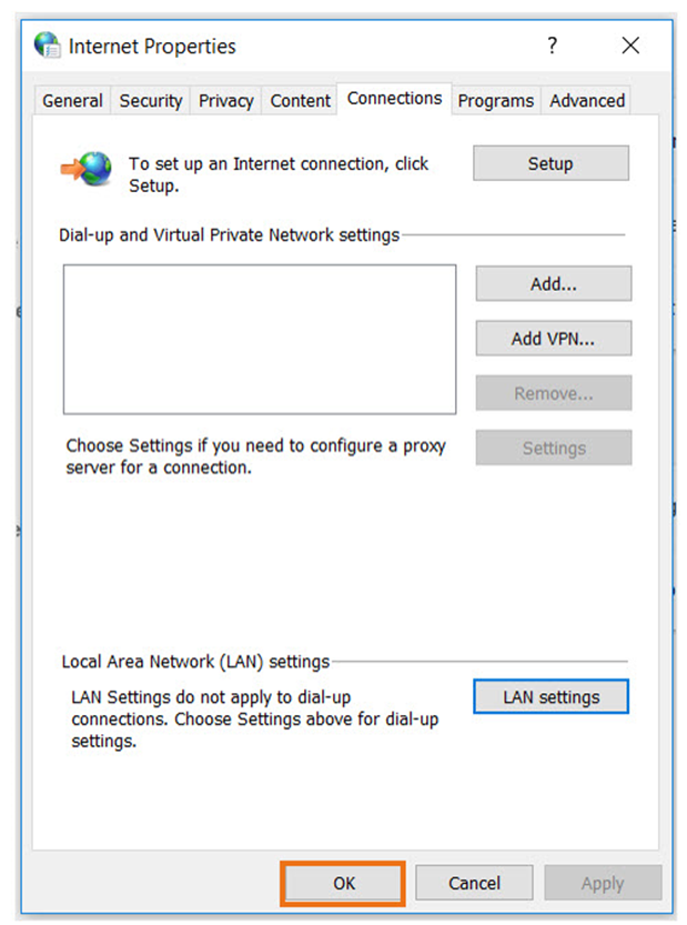 Disabling Proxy Settings
