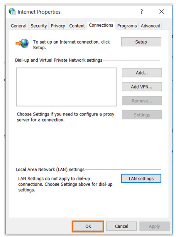 Disabling Proxy Settings