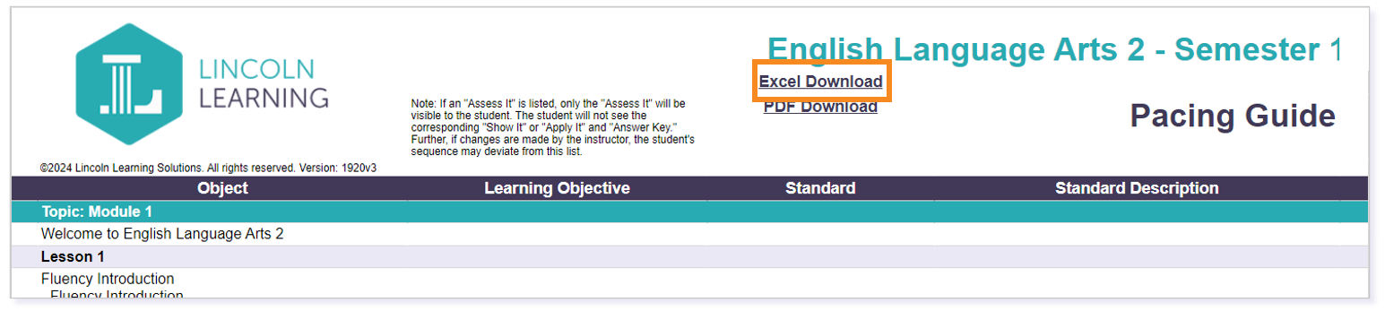 Understanding the Pacing Guide